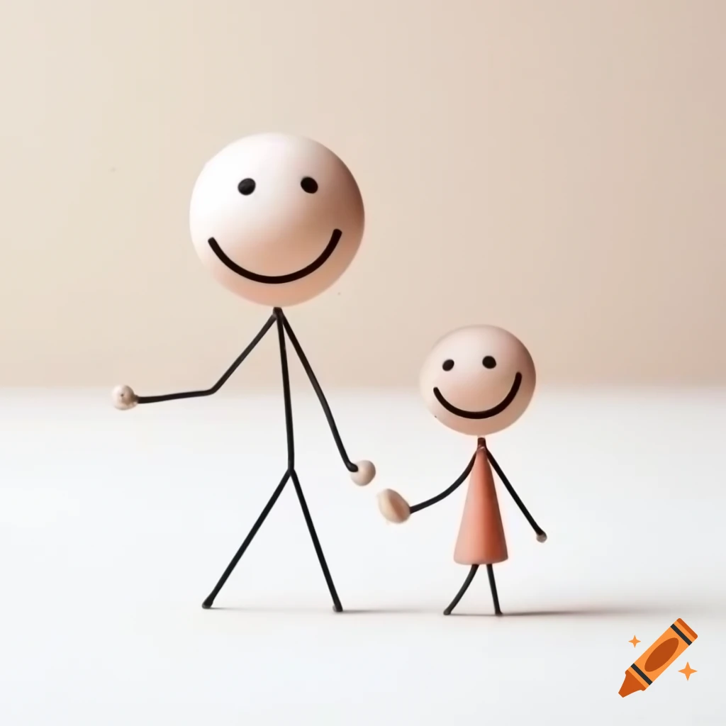 Giant smiling stick figure with tiny smiling stick figure friend on Craiyon
