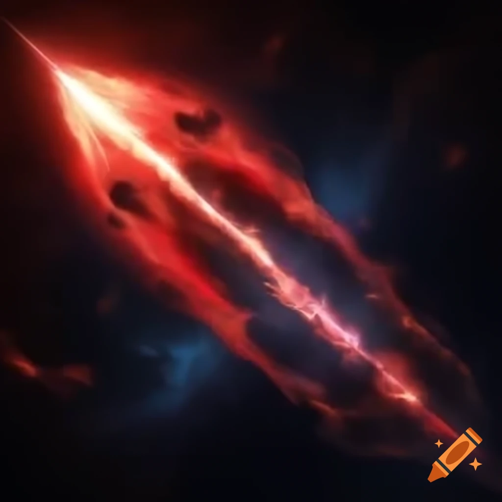 Representation of D&D Magic Missile spell in vibrant red on Craiyon