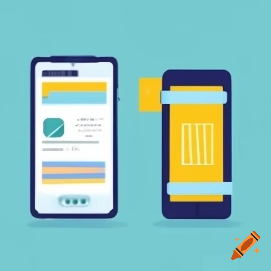 2D cartoon illustration comparing smartphone with Bottom Navigation and ...