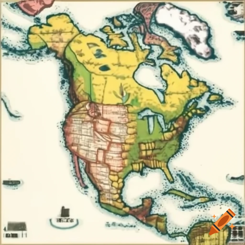 1600s alternate reality map of America depicting the American empire on ...