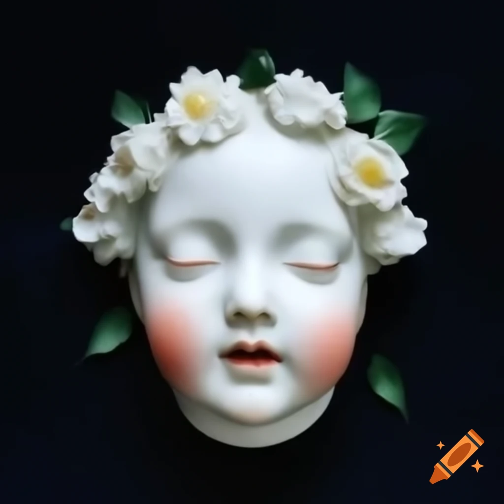 Ultra realistic porcelain angel face sculpture on Craiyon