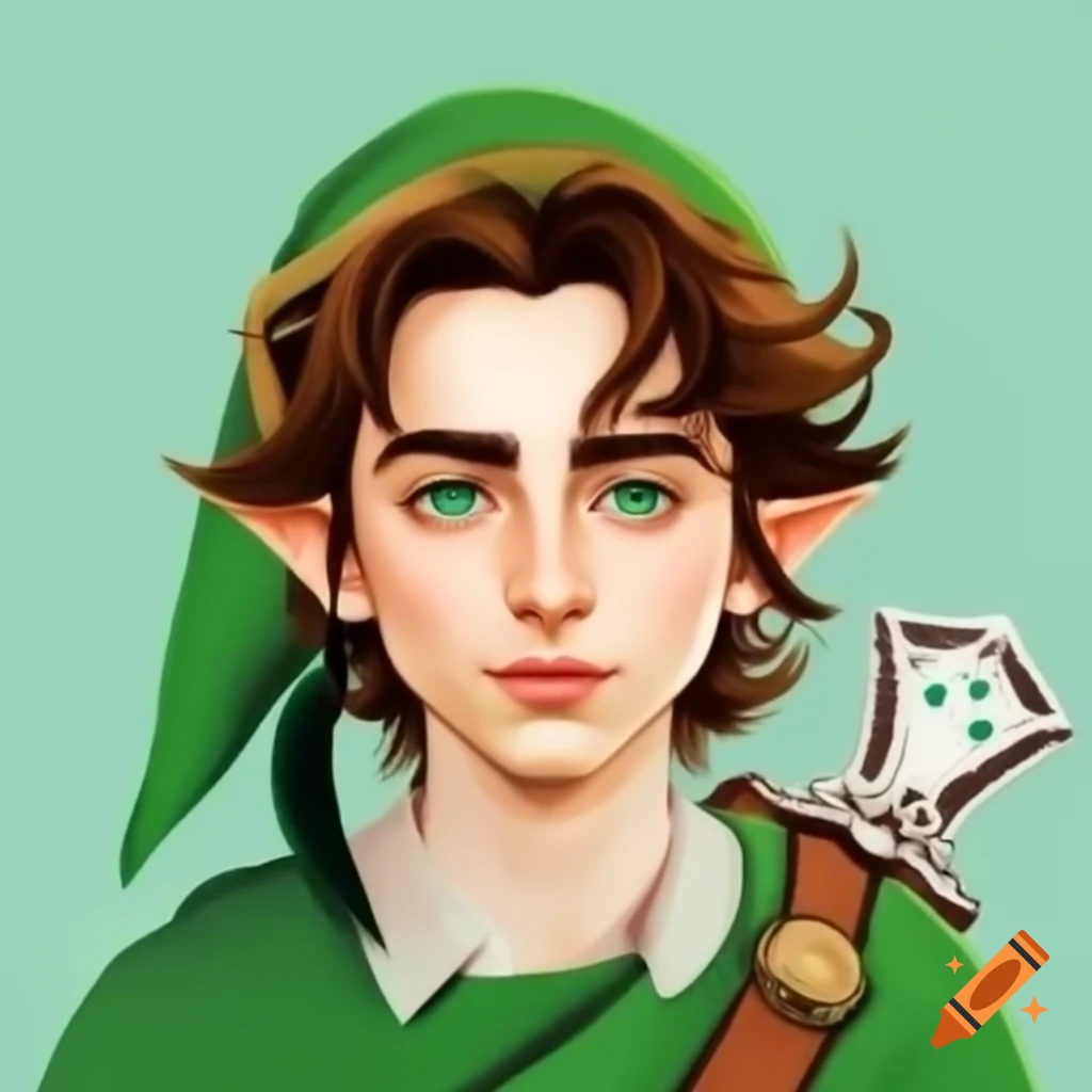 Attractive male character resembling Link wearing a link hat on Craiyon