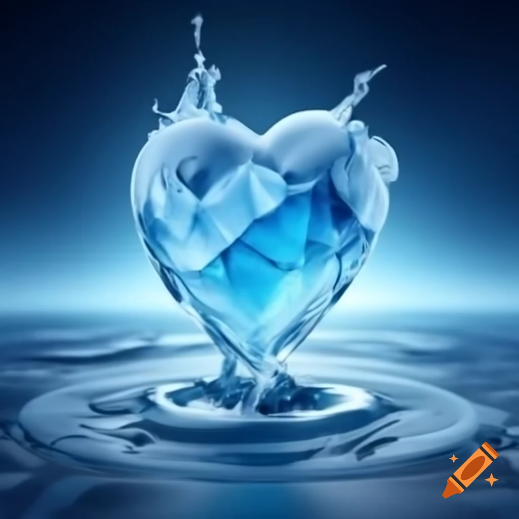 Hand squeezing ice heart, melting with text about melting ice on Craiyon