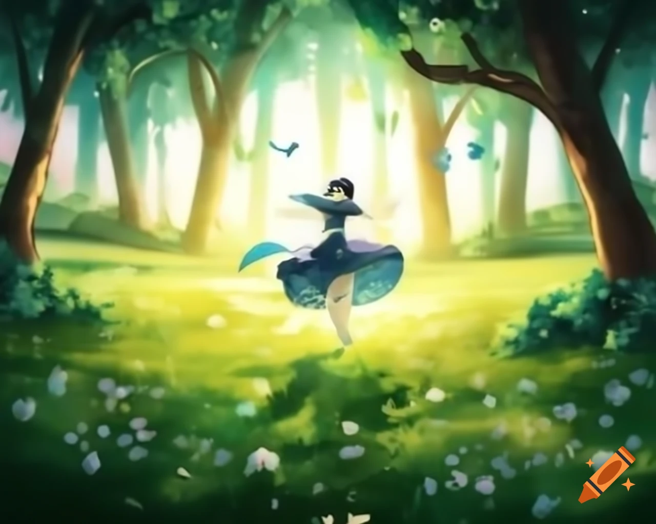 Hyper-realistic anime woman in enchanting realm with dreamlike glow on ...