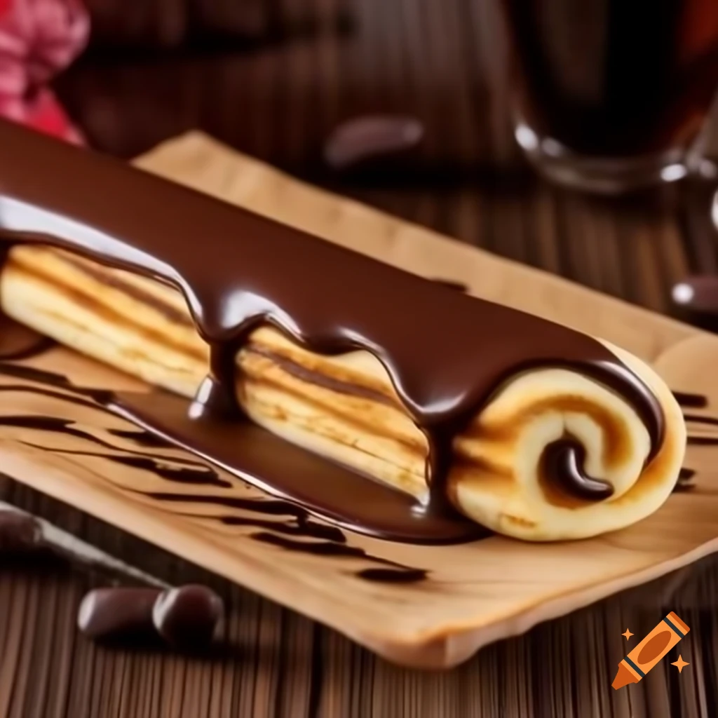 3D sketch of chocolate éclair and crepe cake on Craiyon