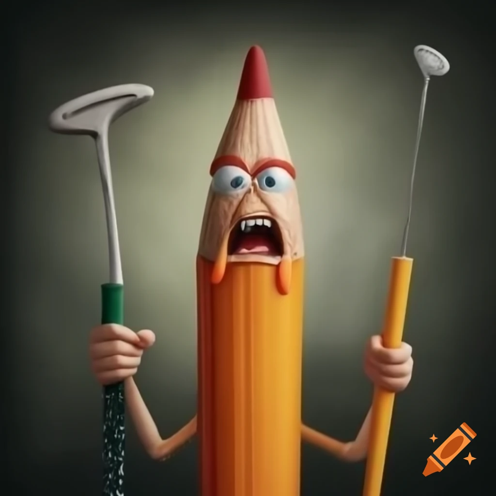 Angry crayon holding golf club with the letters BW on Craiyon