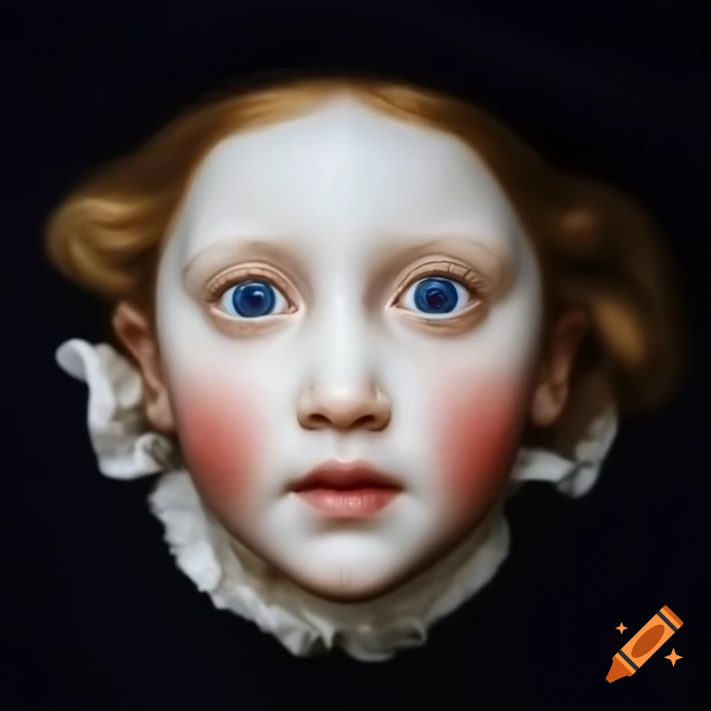 Ultra-realistic porcelain angel face in rich colors on Craiyon
