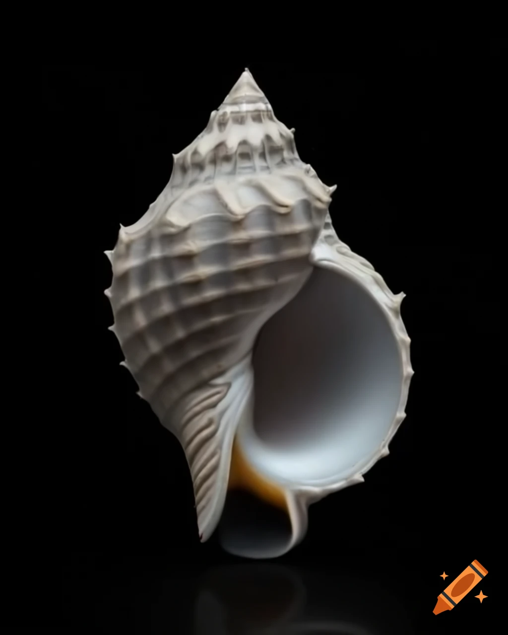 Photorealistic image of an exotic spiral shell with unique features on ...