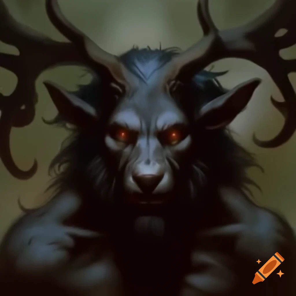 Dark faun with deer head, mythical creature on Craiyon