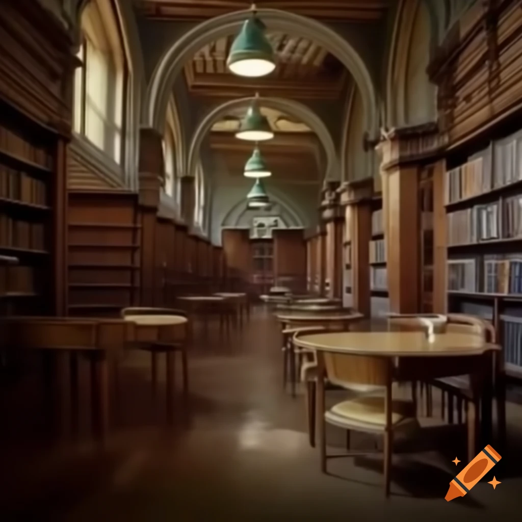 Person exploring school library on a rainy afternoon on Craiyon