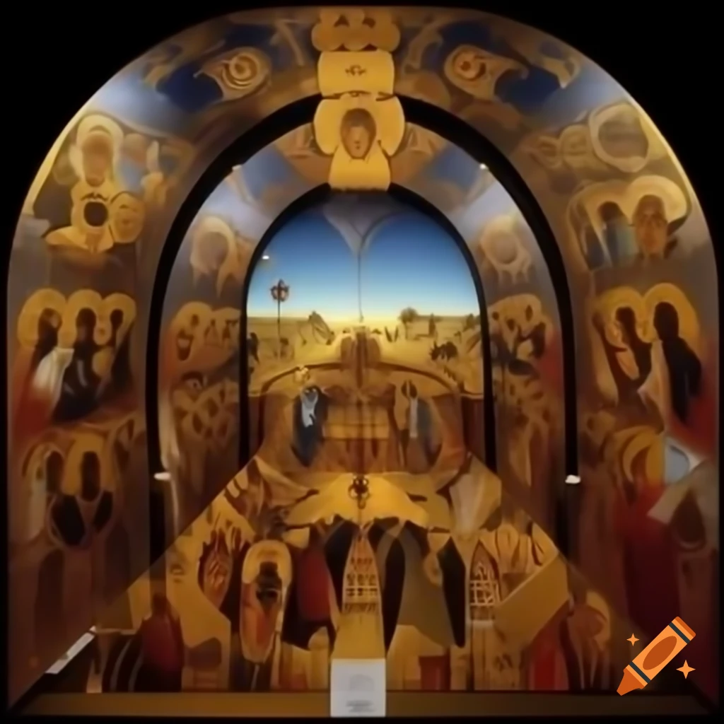 Orthodox Christian symbolism in vaulted church with sacred geometry on ...