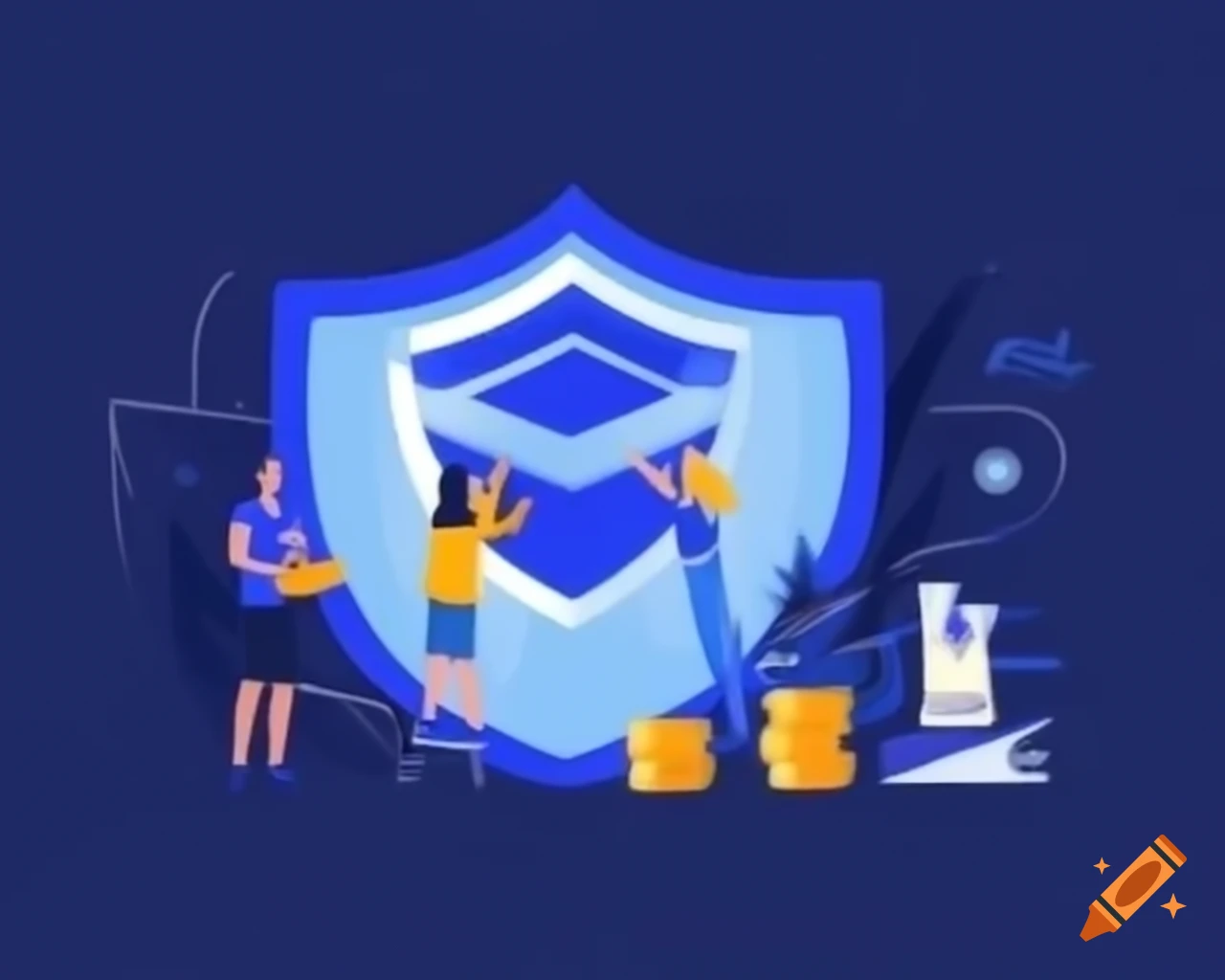 Graphic representation for a female web developer named Scroll-IT with long dark blonde hair on ...