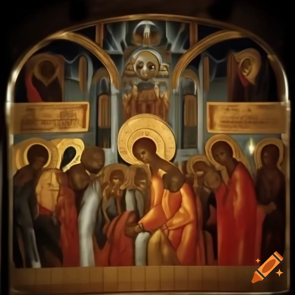 Orthodox Christian symbolism in vaulted church with sacred geometry on ...