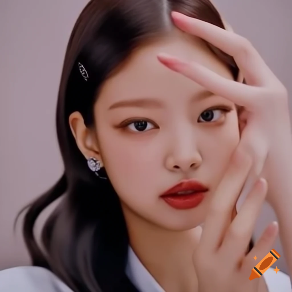 Jennie from BLACKPINK in a stylish pose on Craiyon
