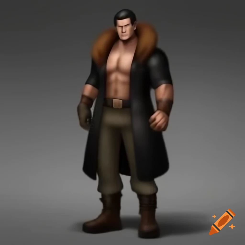 Male character concept with broad shoulders and athletic build, warm ...