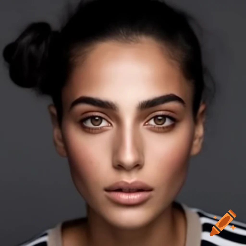Lebanese woman with defined features and high bun hairstyle on Craiyon