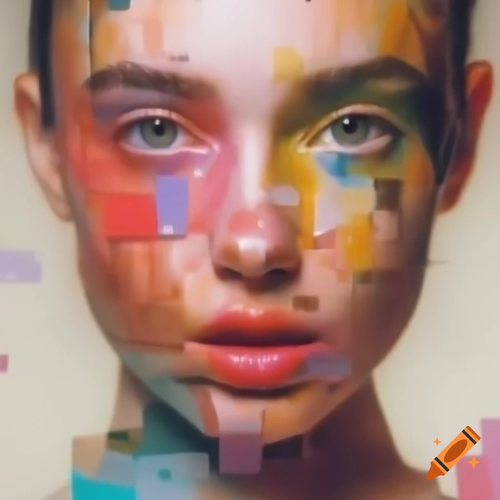 Photorealistic collage of European young female figures with seamless ...