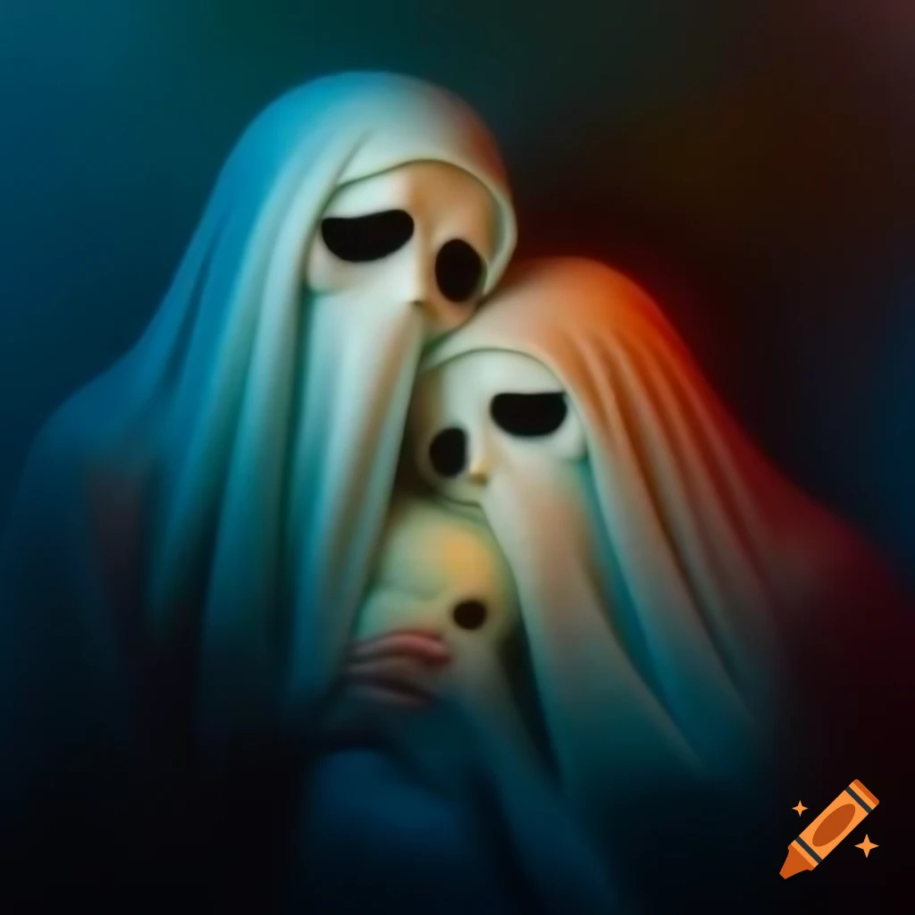 Abstract representation of soft vibrant multicolor ghosts in a heavenly ...