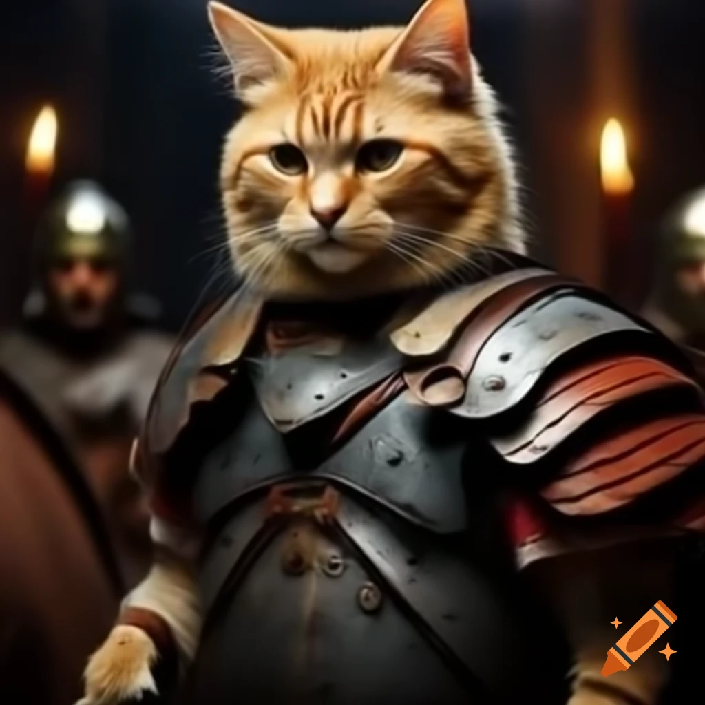 Cat gladiator in armor at the Colosseum on Craiyon