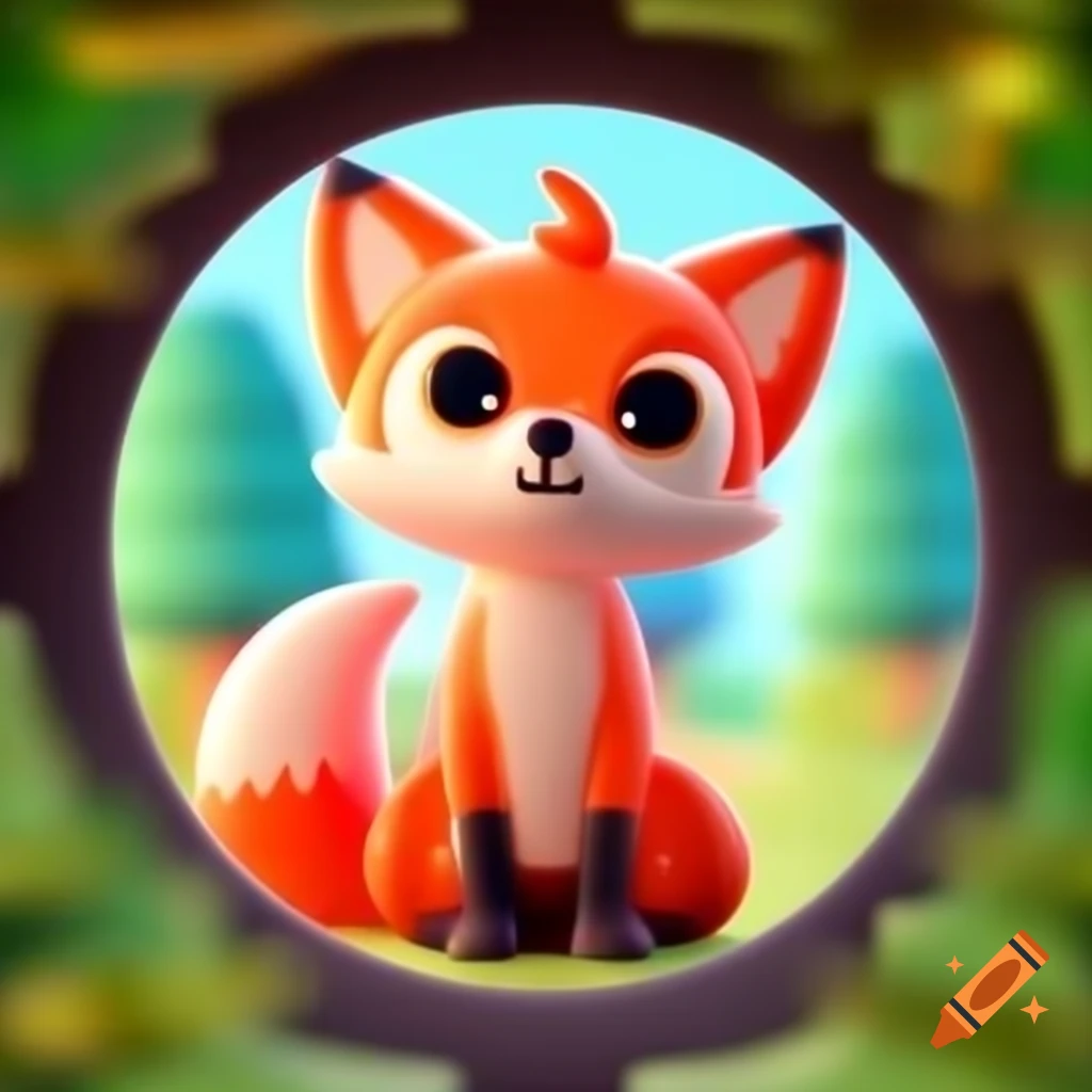 3D animated fox character with glowing pixel fur in vibrant forest ...