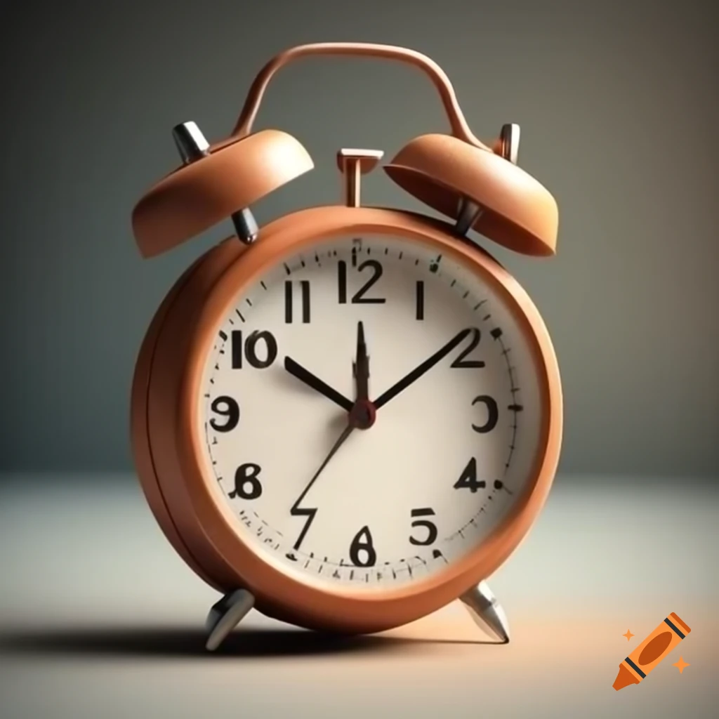 Analog alarm clock with blank face in realistic clay 3D style on Craiyon