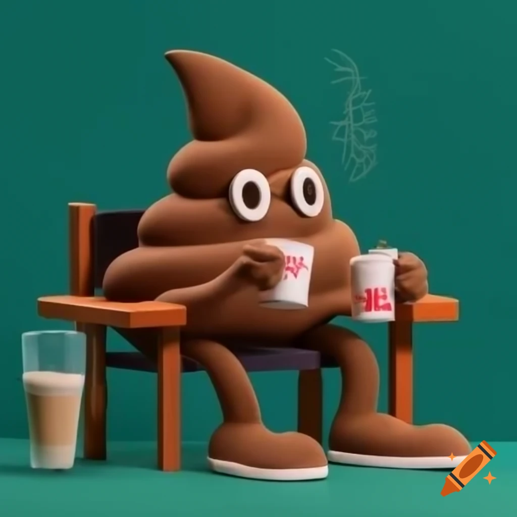 Humorous illustration of a cartoon character resembling poop sitting on ...