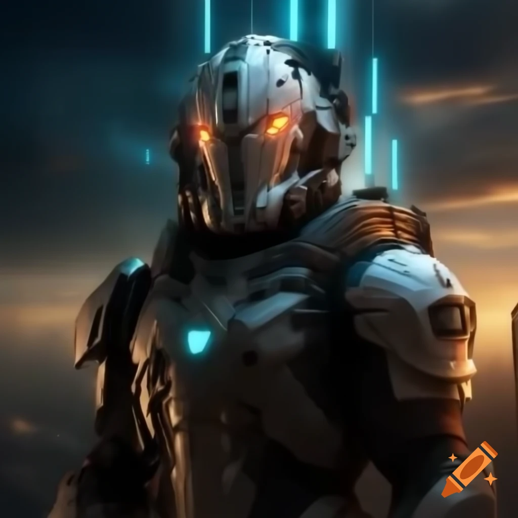 High-definition portrait of young male developer in futuristic power ...