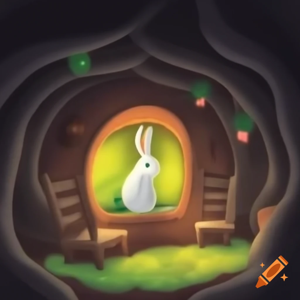 Cozy underground rabbit warren with earthen walls and wooden furniture ...