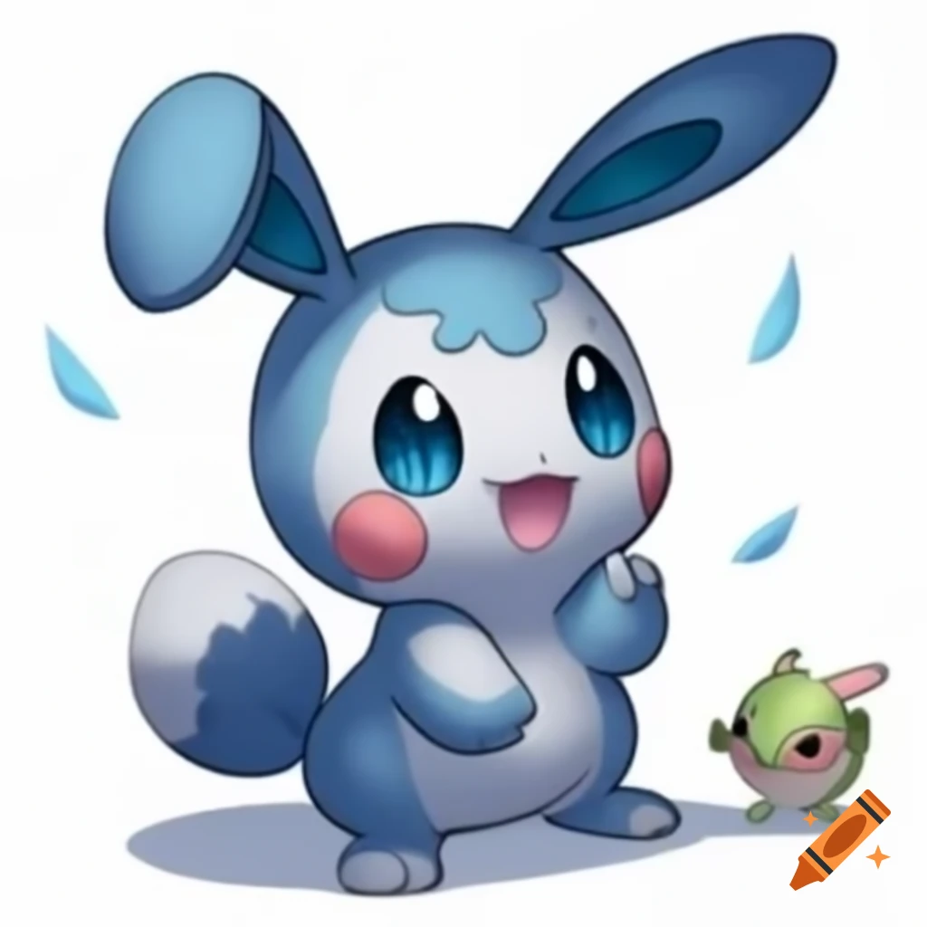 Adorable cyan bunny Pokemon with icicle tail and big ears on Craiyon