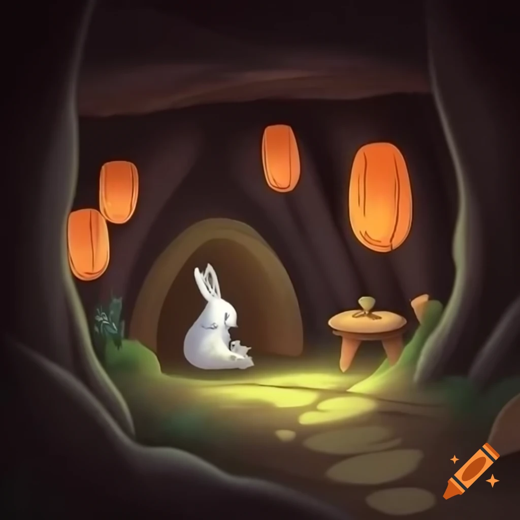 Cozy underground rabbit warren with earthen walls and wooden furniture ...