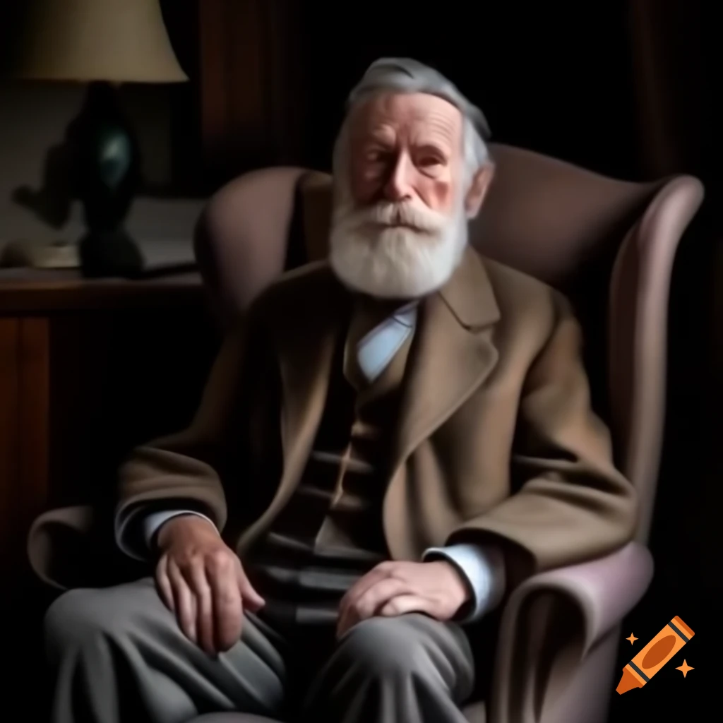 Immaculately dressed old man with moustache in Tim Burton style ...