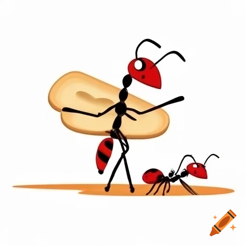Short ant with toast and tall ant without toast on Craiyon