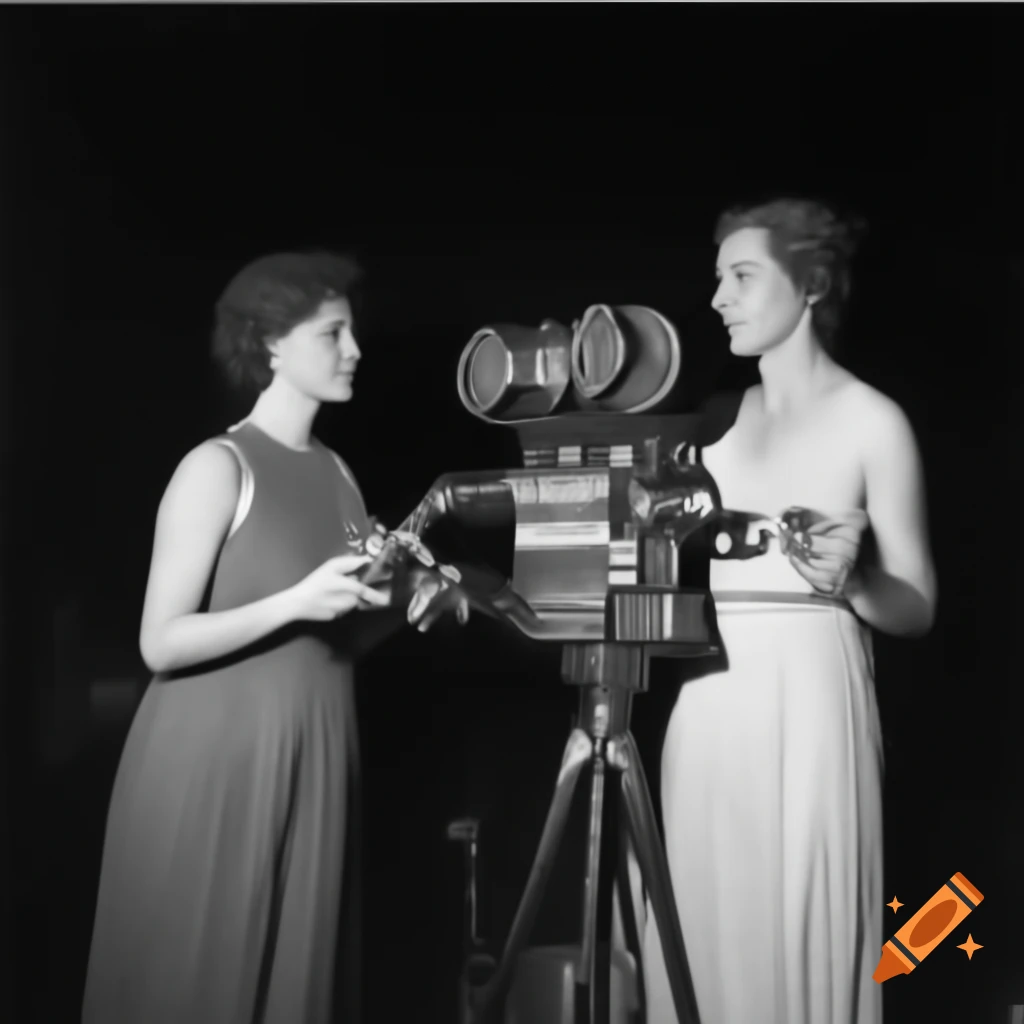 Greek goddesses with movie camera and stage clapper on Craiyon