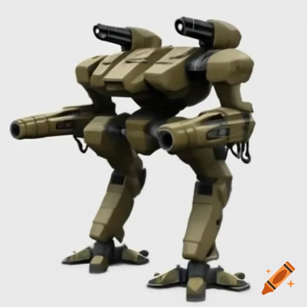 Bulky armored battle mech with angular design inspired by military ...