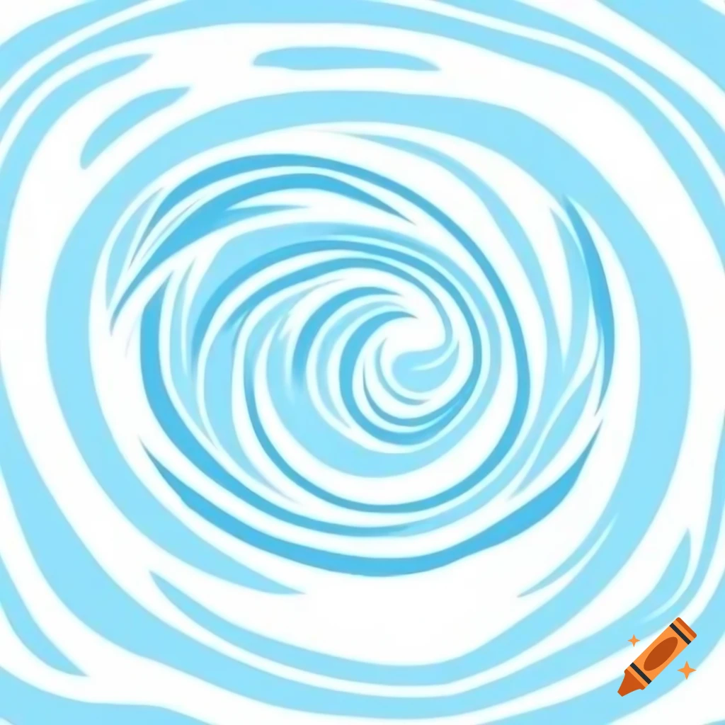Minimalist drawing of a water whirlpool storm viewed from above on Craiyon