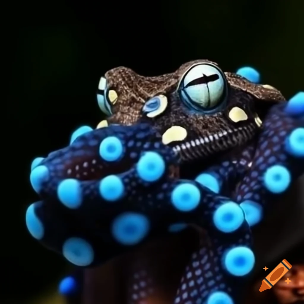 Unique creature with octopus legs, frog head, and snake scales ...