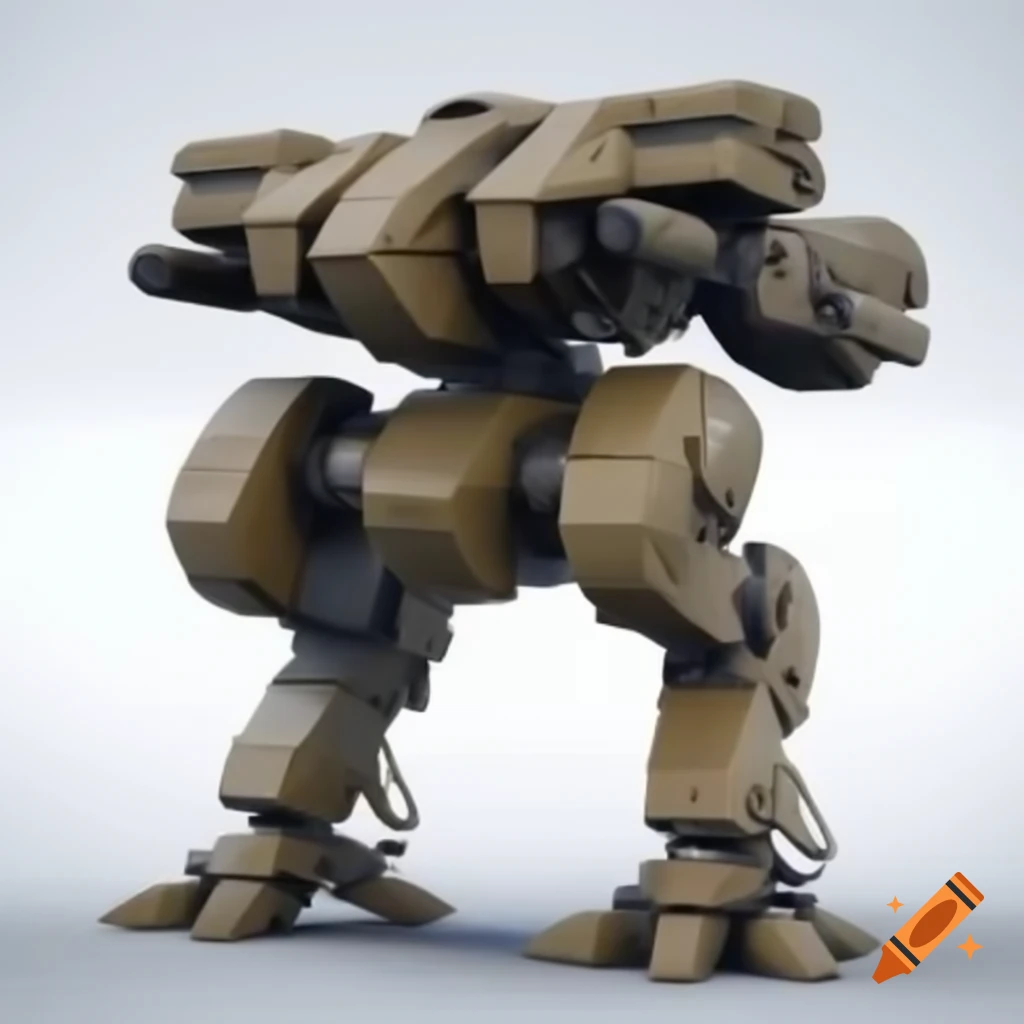 Symmetrical bipedal battle mech with angular design inspired by ...