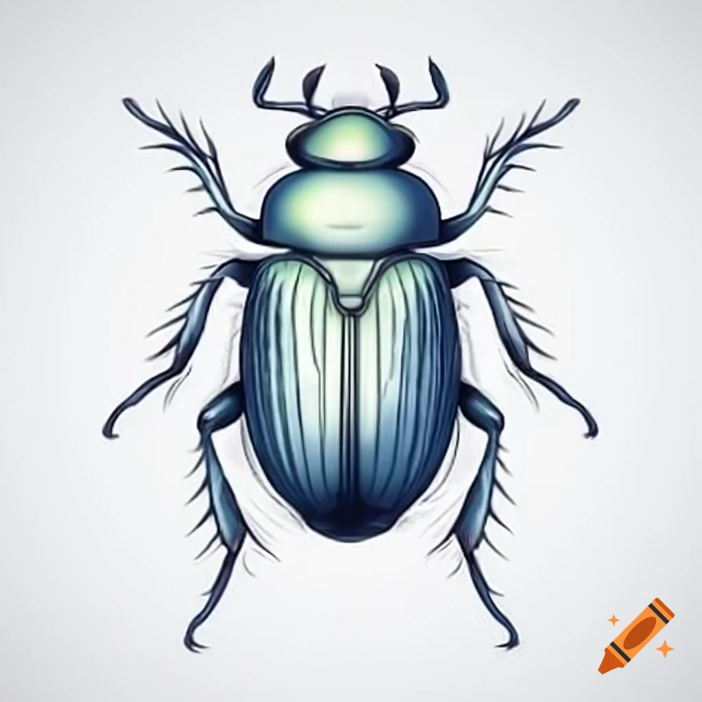 Highly detailed watercolor line art of coleoptera with clean outlines ...