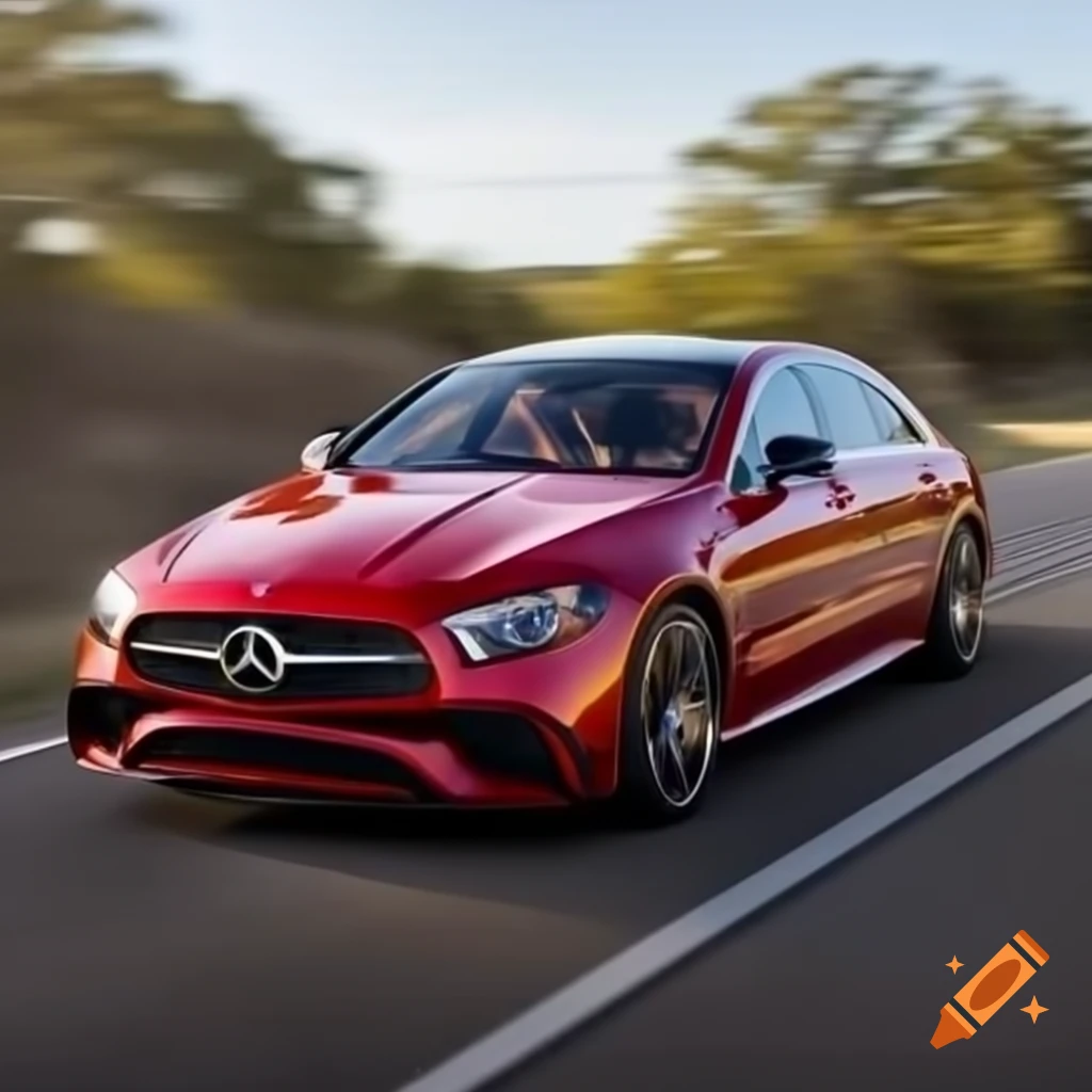 Ultra realistic red Mercedes Benz S-Class driving on American road in ...