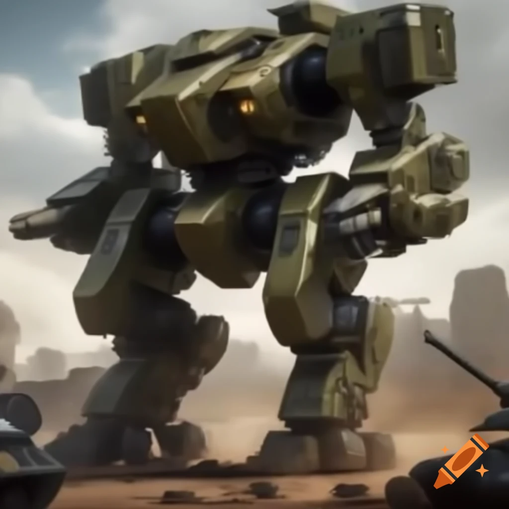 Symmetrical bipedal battle mech with angular design inspired by ...