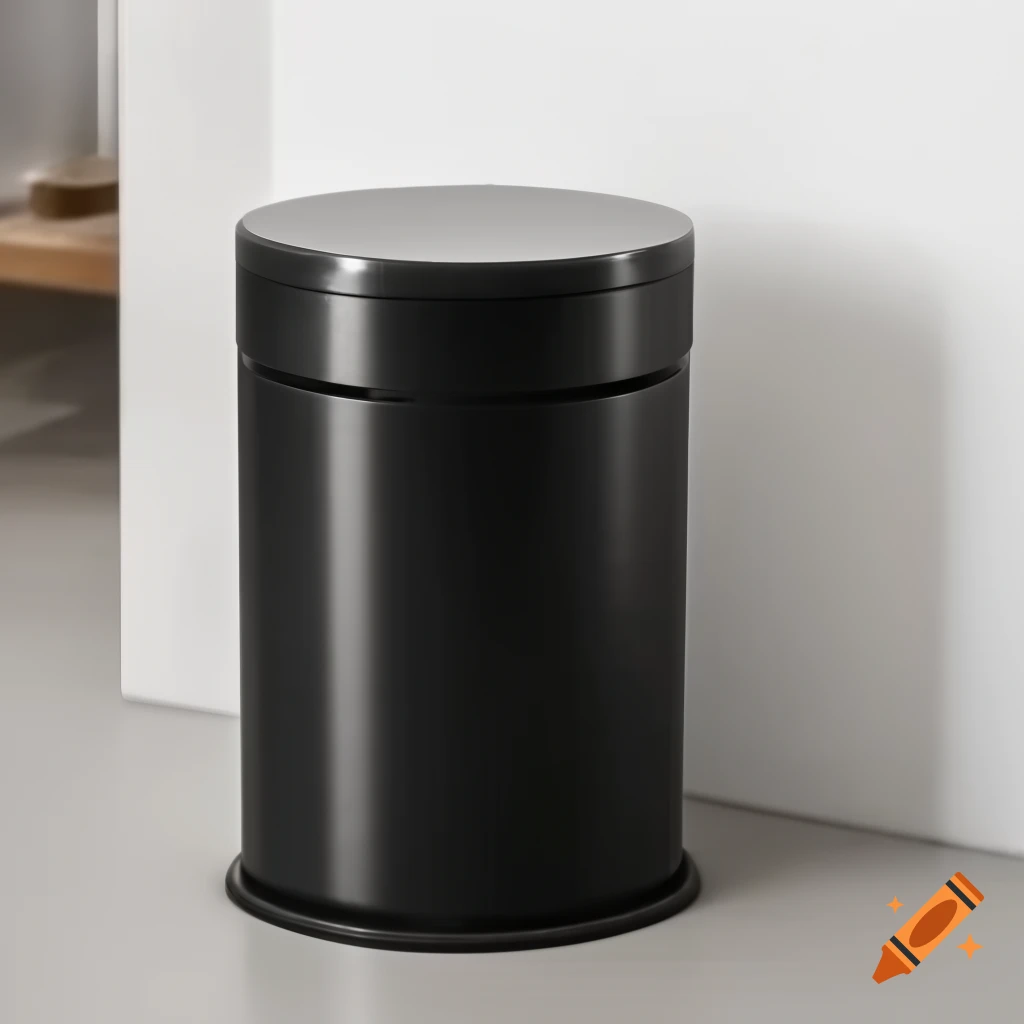 Modern interior trash can with clean lines and subtle branding on Craiyon