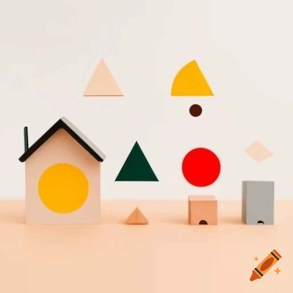 Colorful house design with shapes for kindergarten class on Craiyon