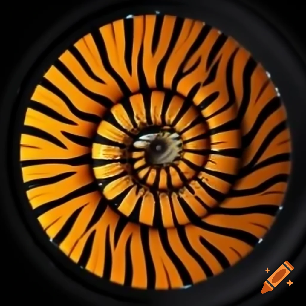 Hypno-spiral design on spinning disc resembling tiger stripes on Craiyon