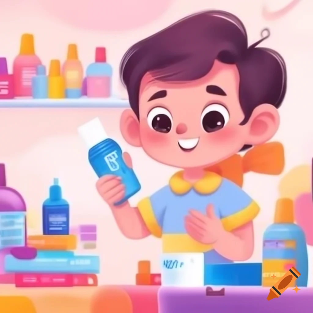 Colorful advertisement for kids' shampoo on Craiyon