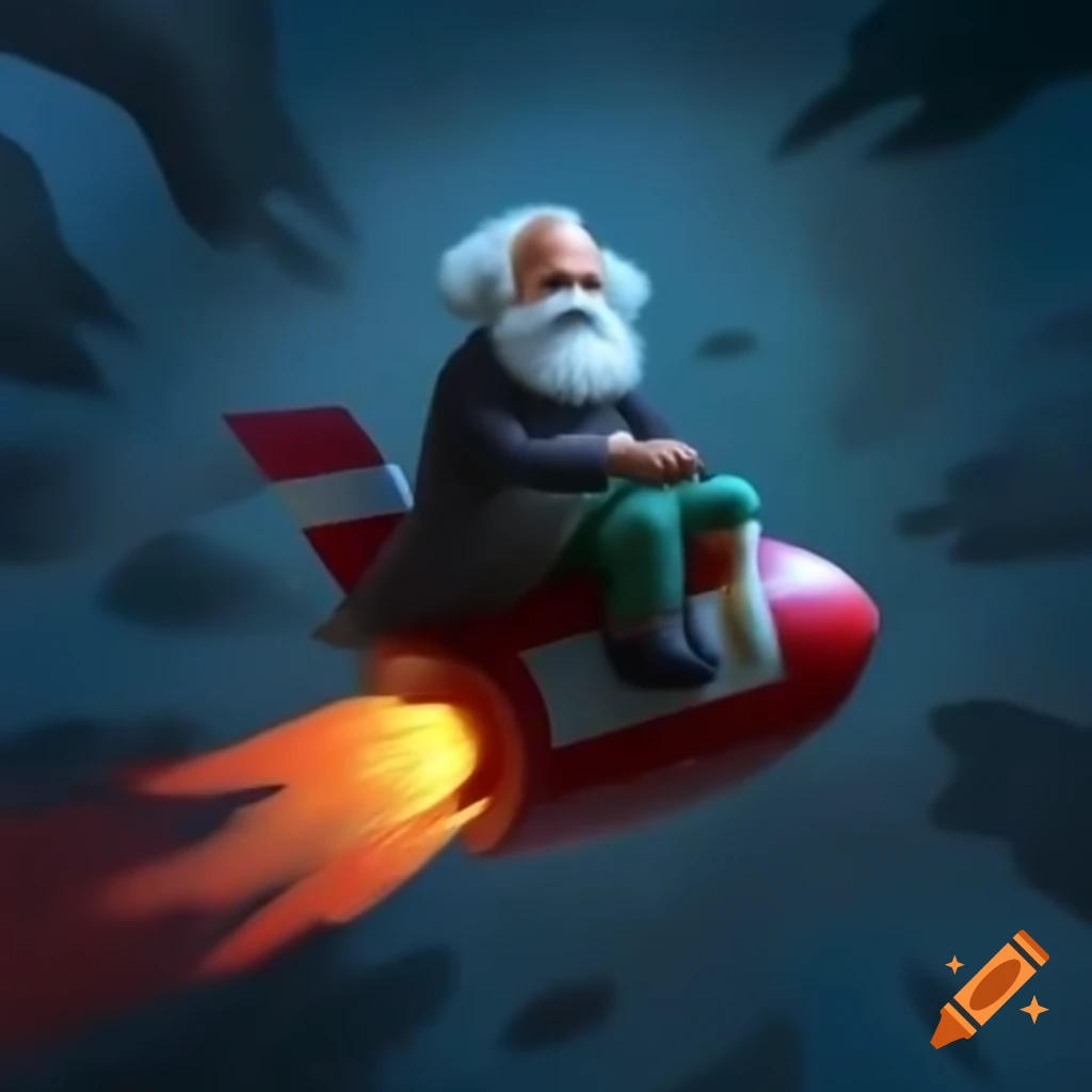 Karl Marx depicted riding an atomic bomb in a satirical illustration on ...