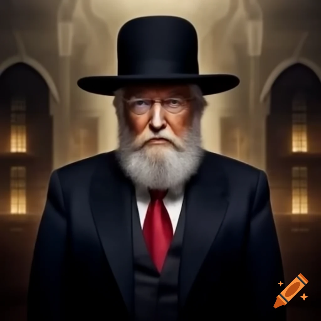 Donald Trump dressed as Orthodox Jewish rabbi in front of synagogue on ...