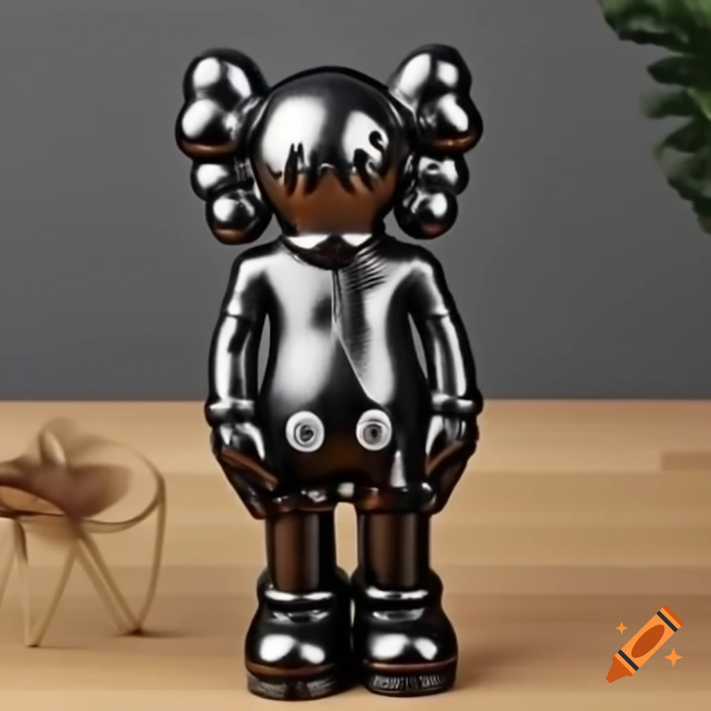 Kaws-style figurine resembling a mouse with distinctive features and ...