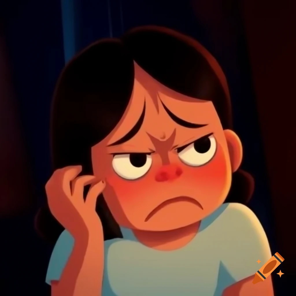 Filipino girl with a grumpy expression showing frustration on Craiyon