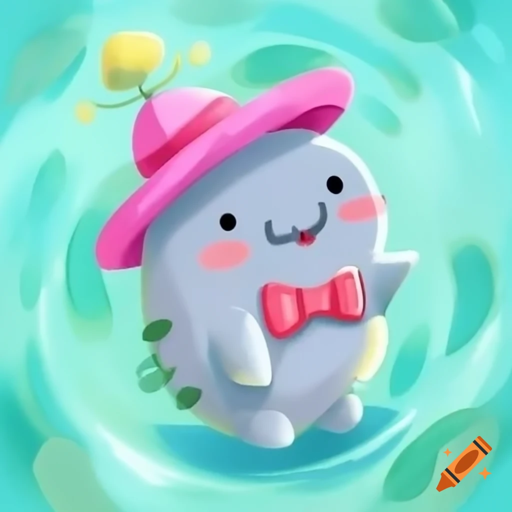 Smiling manatee wearing a pink hat and bow tie on Craiyon