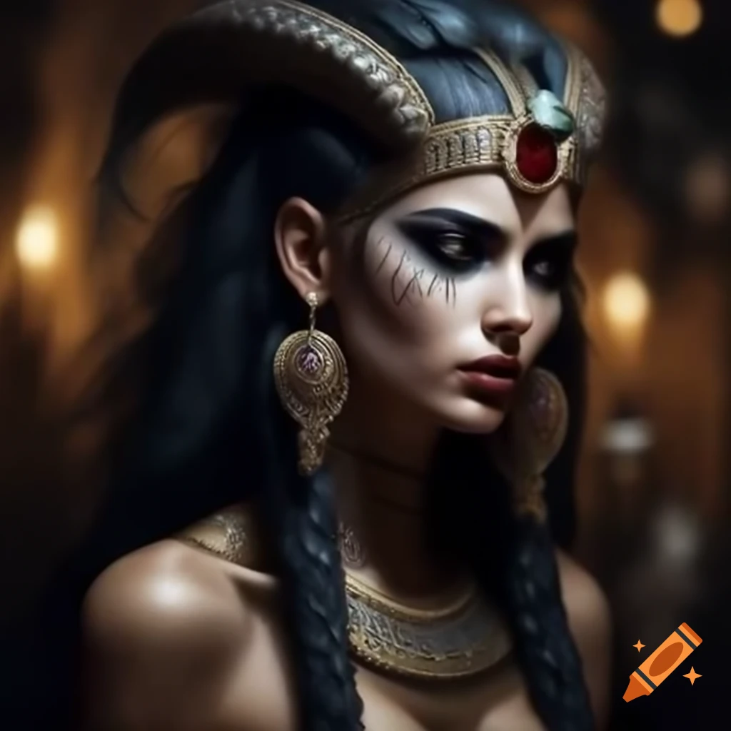 Portrait of a 17th-century Egyptian vampire with goat horns and ornate ...